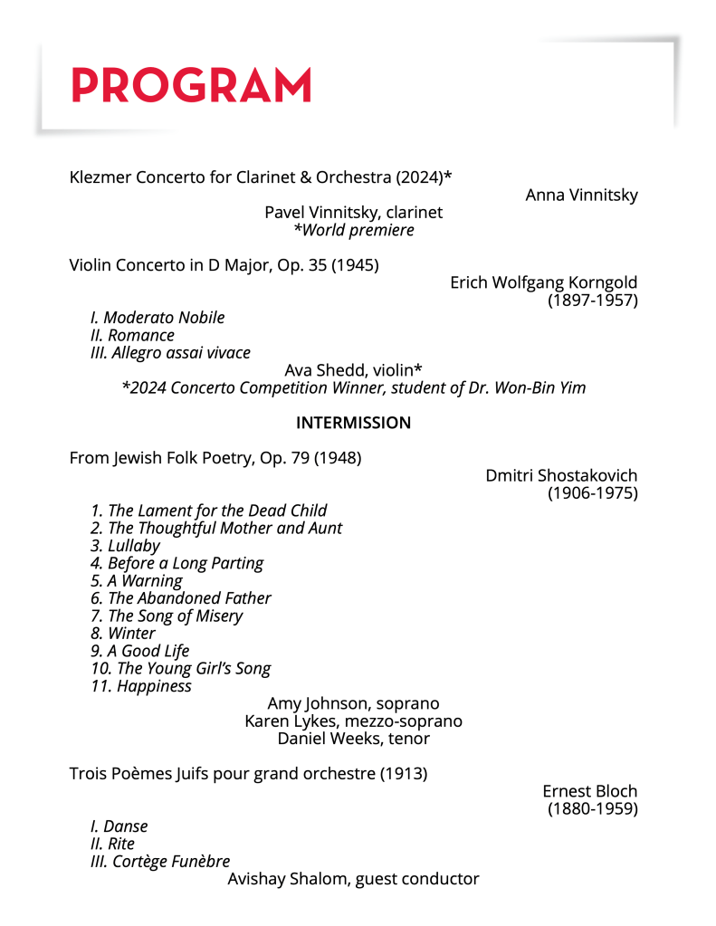 CCM Concert Orchestra Program – Cincinnati Arts & Cultural Exchange